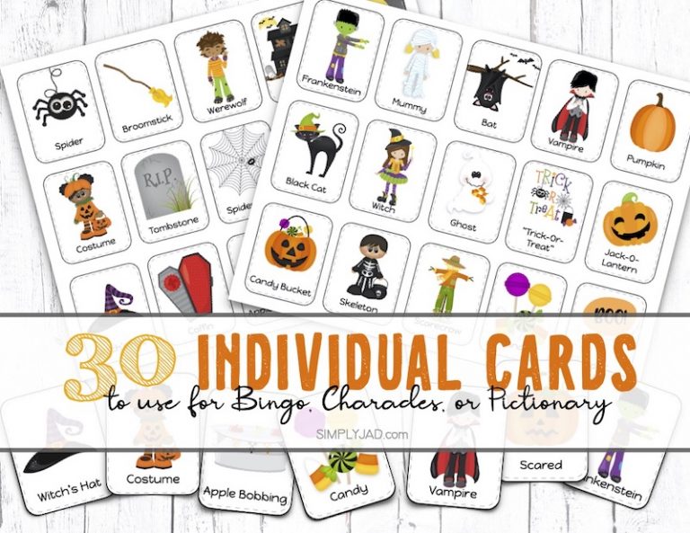 Family Halloween Games: Charades, Pictionary, and BINGO - Simply JAD